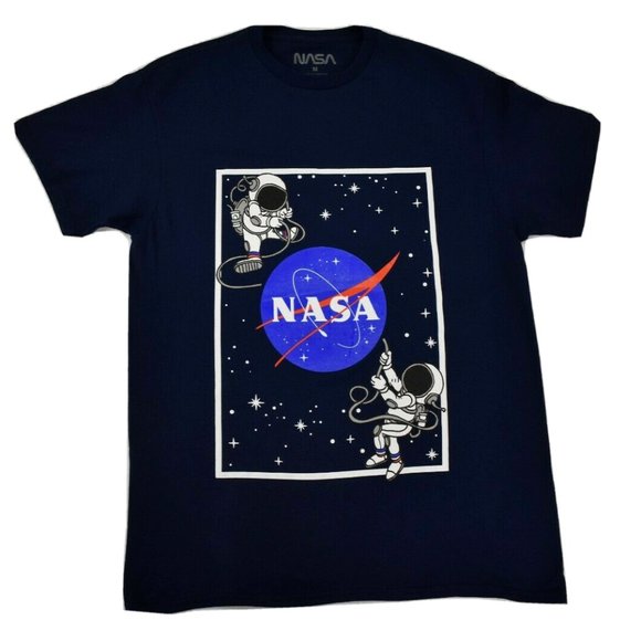 Nasa | Shirts | Nasa Mens Astronauts In Space Globe Logo Navy Shirt New ...